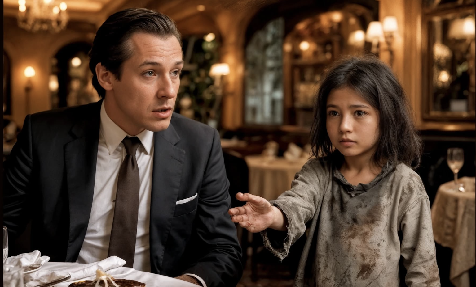 Sir, you put something in your cake!» said the little beggar girl to ...
